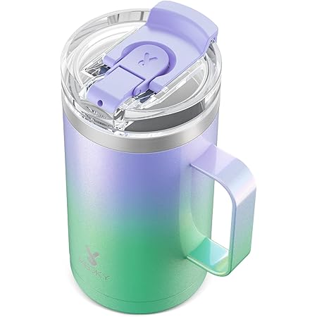 Amazon.com | Meoky 14oz Insulated Coffee Mug with Lid and Handle, 100% ...