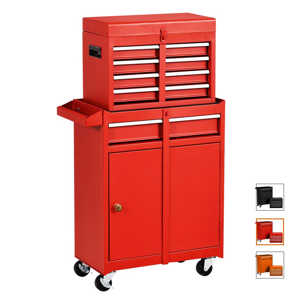 Buy Large Tool Chest With 5 Sliding Draws,Detachable 2 in 1 Tool ...