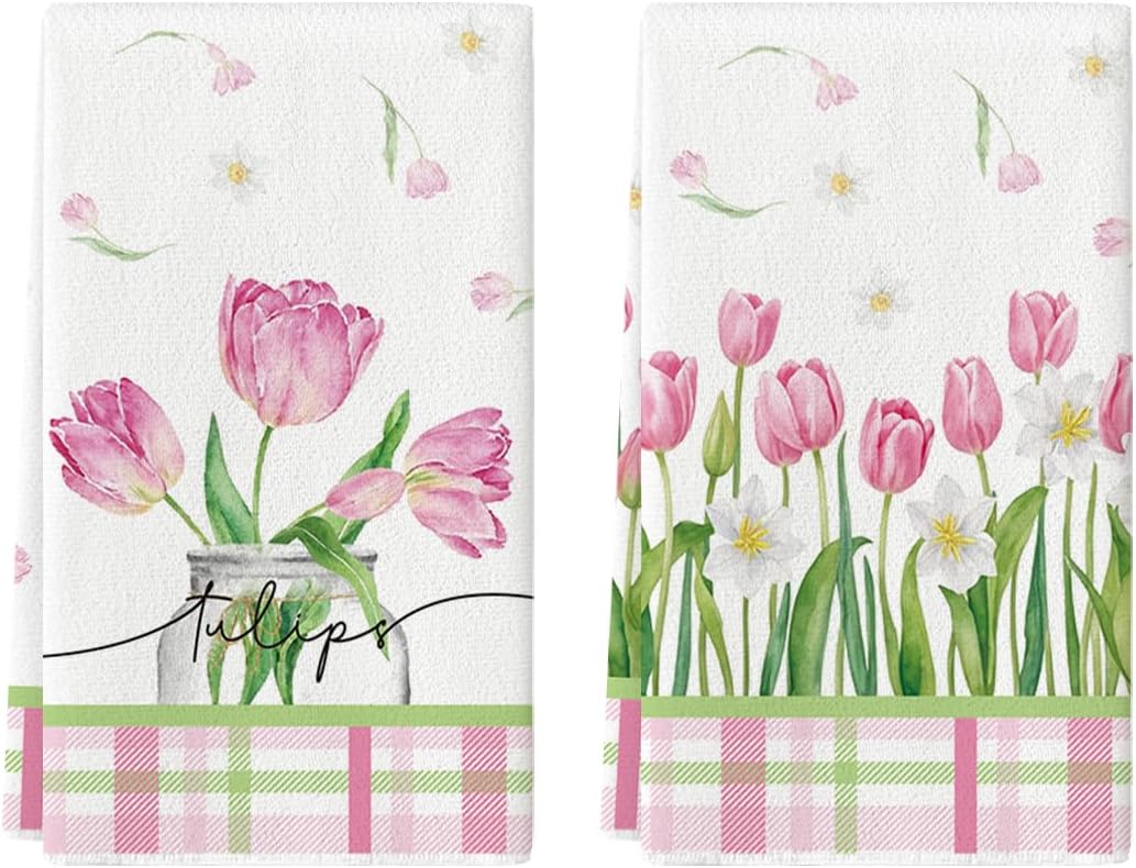 Amazon.com: Siilues Spring Kitchen Towles, Yellow Flowers Bee Hello ...