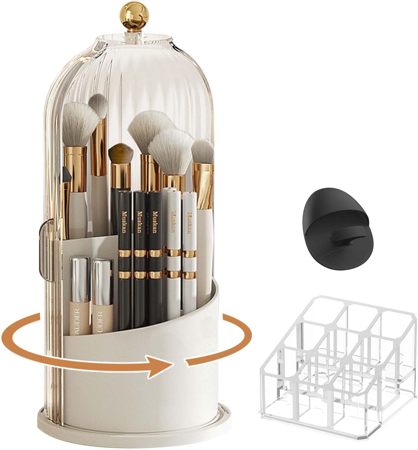 Amazon.com: Fjzhai Makeup Brush Organizer With Lid,360°Rotating Bucket ...