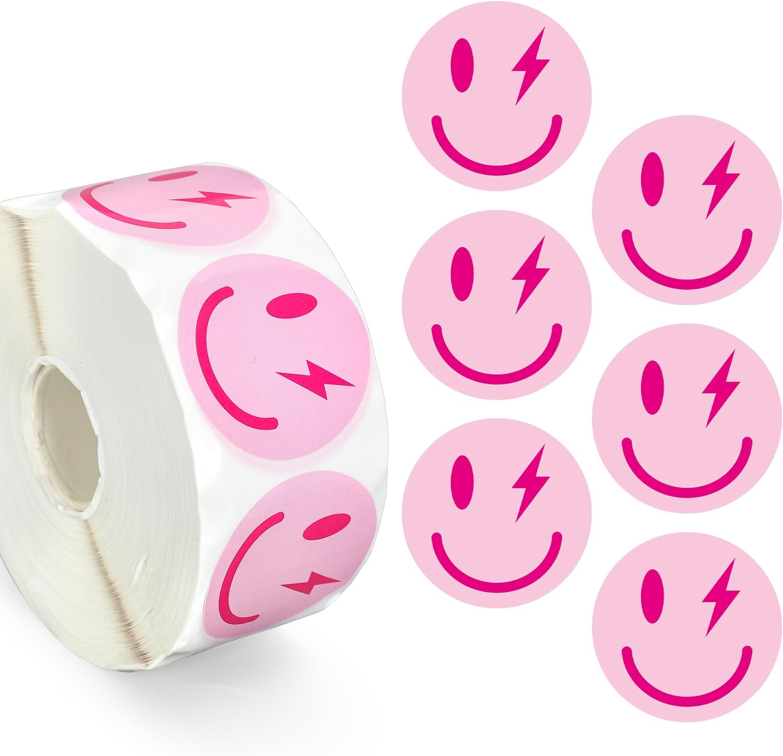 Amazon.com: Whaline 1000Pcs Preppy Funny Face Stickers Roll Pink Happy ...