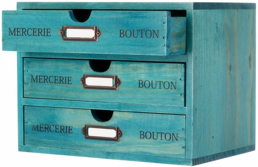 Amazon.com: Teal Wooden Drawer Organizer for Desktop - Vintage ...