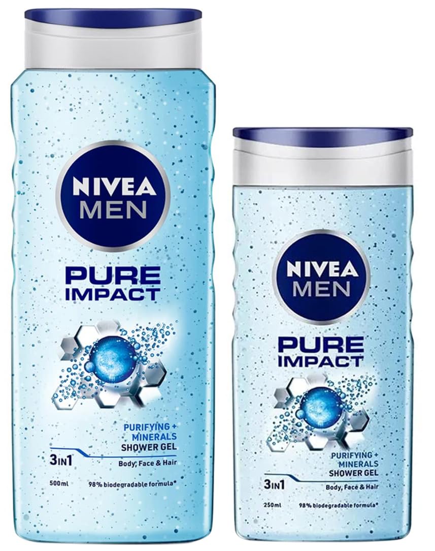 Buy NIVEA Men Pure Impact Shower Gel, 500ml, Hair, Face & Body Wash And ...