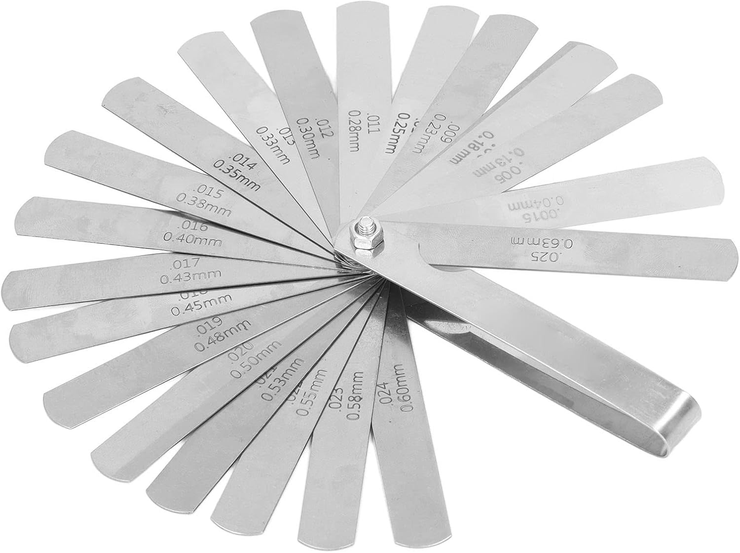 Amazon.com: Feeler Gauge 26 Blades 0.04‑0.63mm Measuring Tool Stainless ...