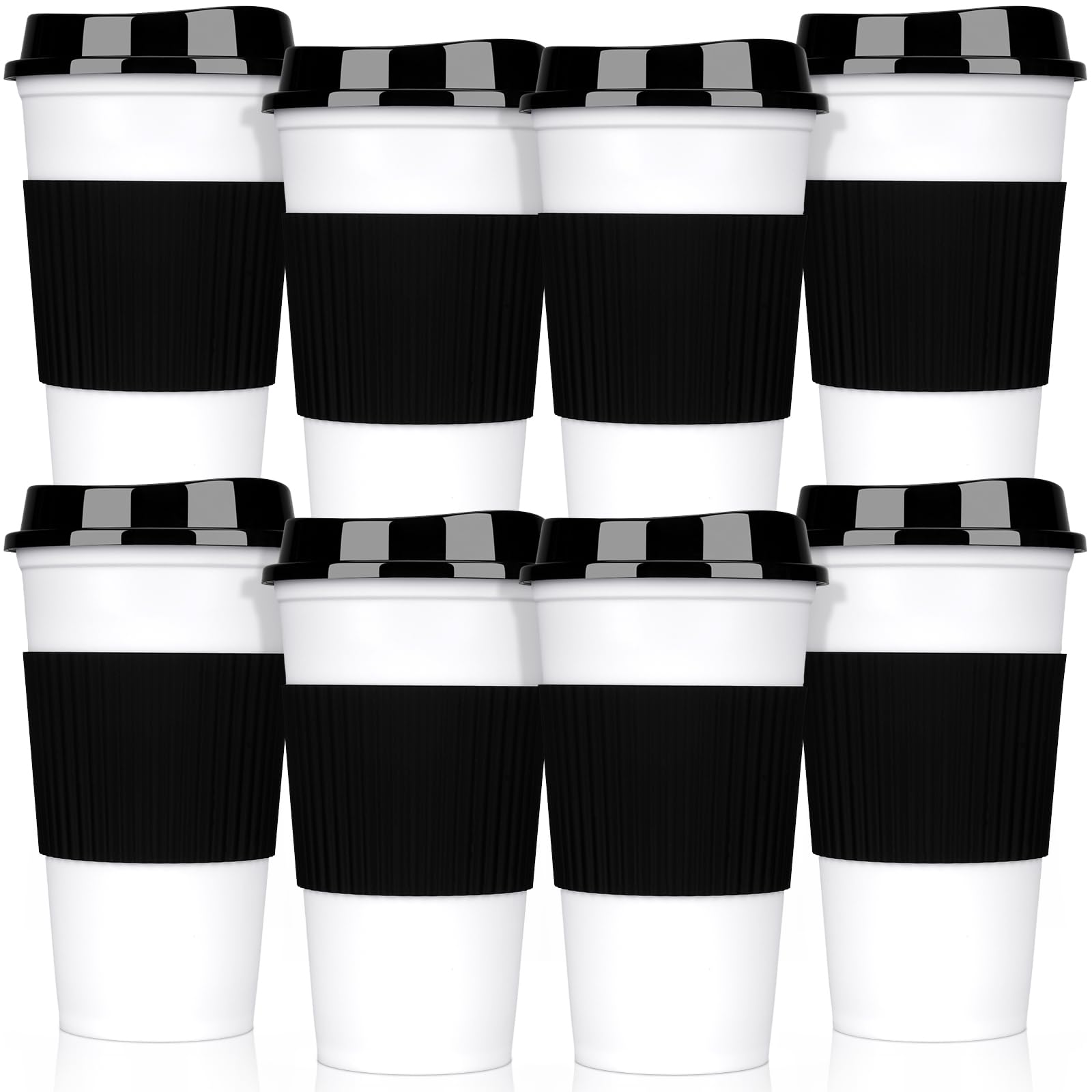 Amazon.com: FillTouch 8 Pieces Reusable Coffee Cups with Lids and ...