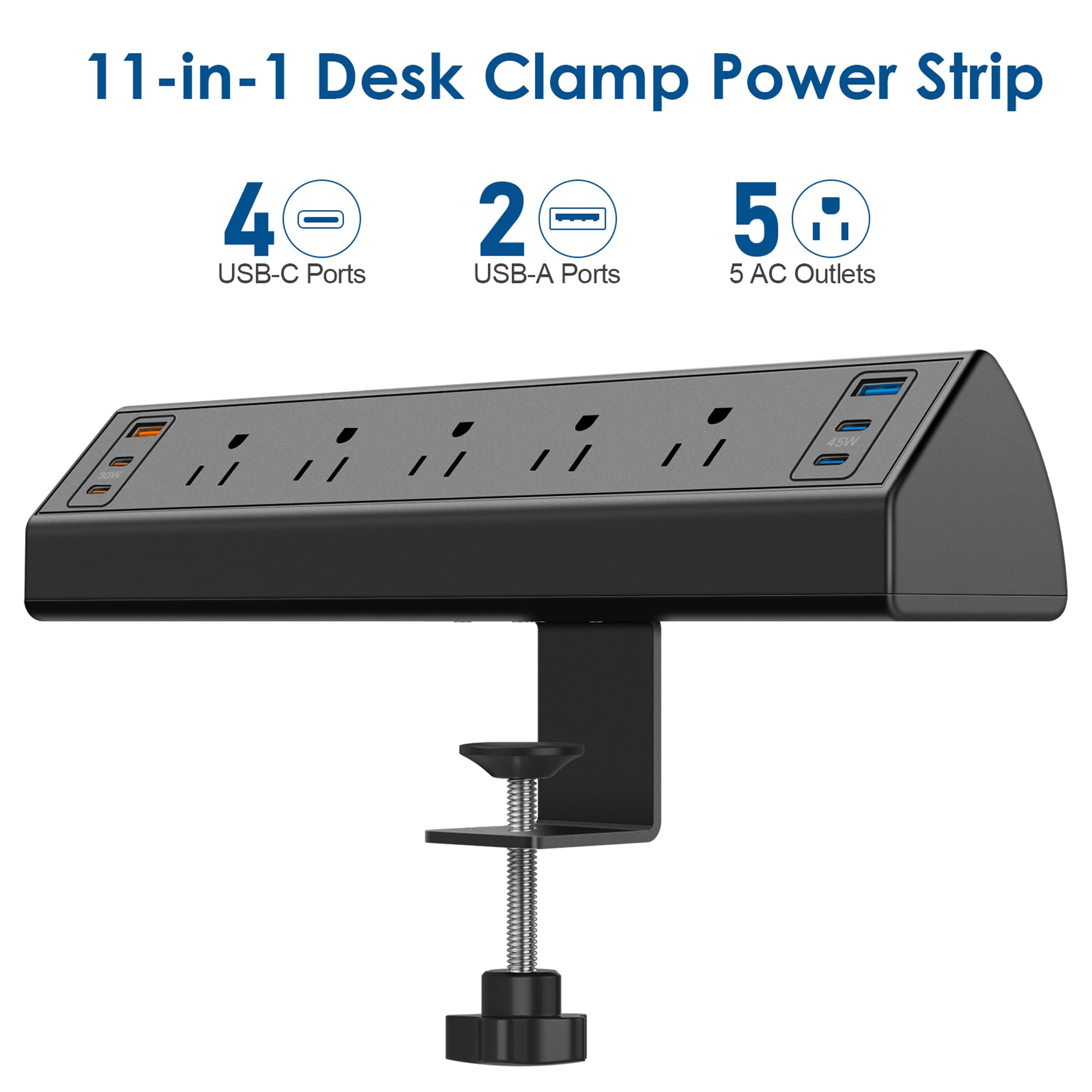 Snapklik.com : Desk Clamp Power Strip USB C,75W Total Fast Charging ...