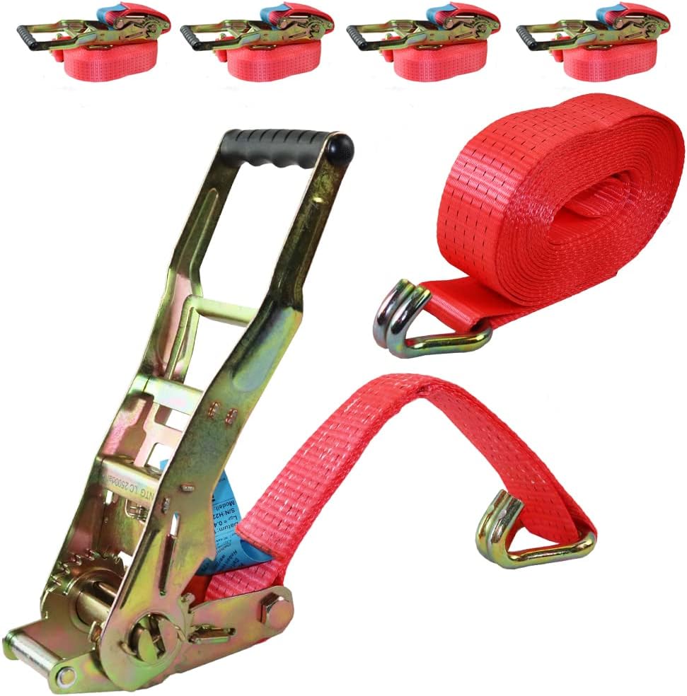 4 Stück 5000kg 10m Spanngurte mit Ergo Ratsche und Haken Ratschengurte ...