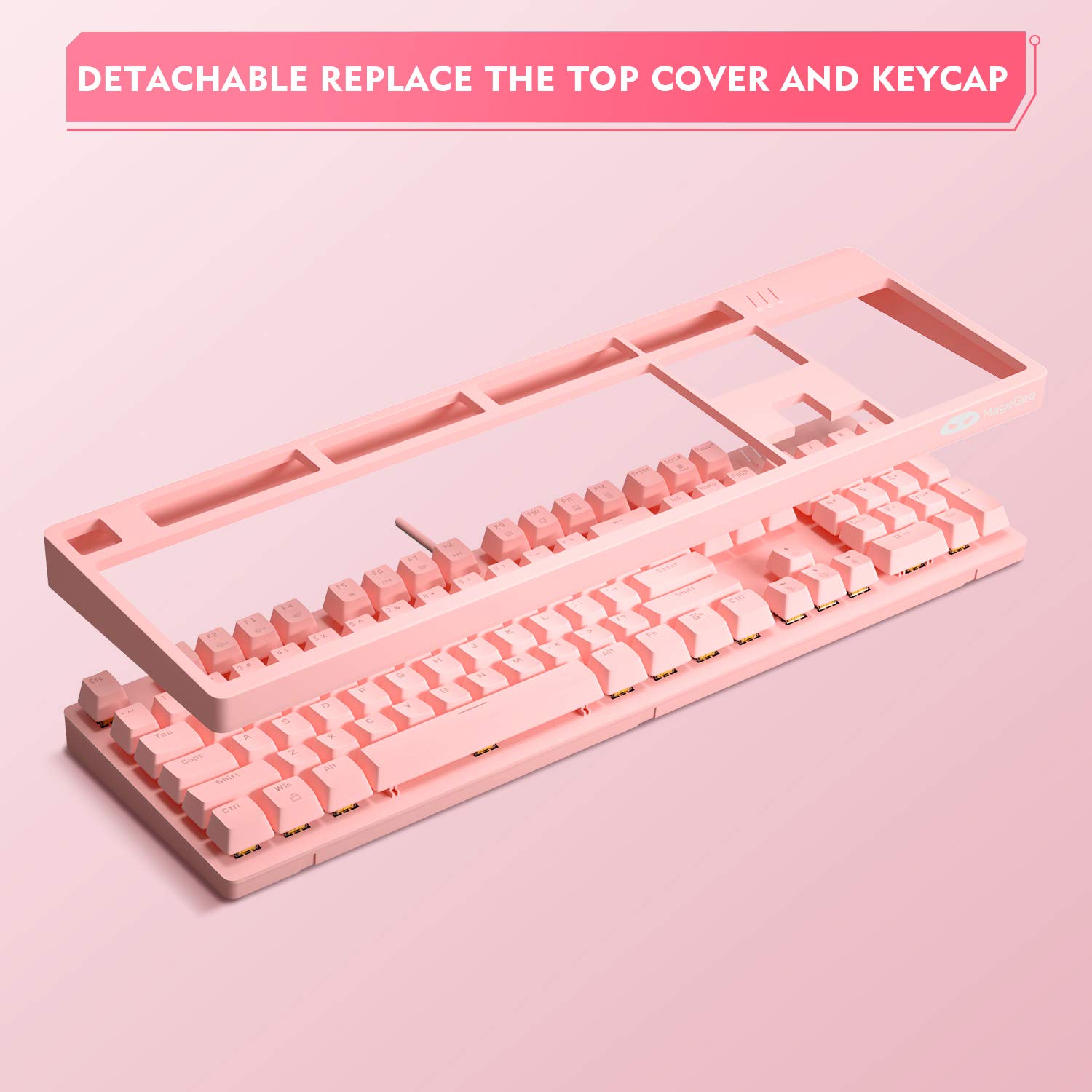 Buy Mechanical Pink Gaming Keyboard£¬Magegee MK-Armor LED Rainbow ...