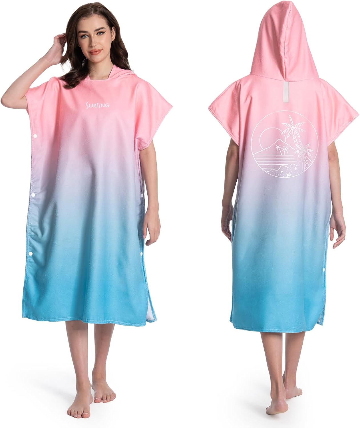MOKANI Changing Robe, Hooded Towel Poncho for Swimming Pool, Beach ...