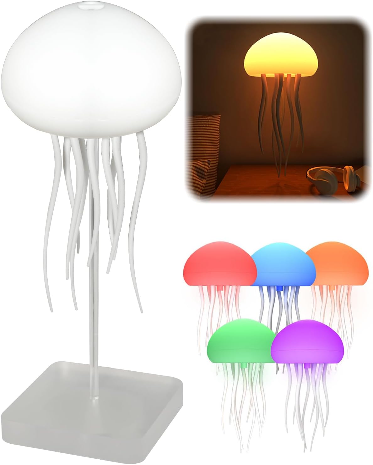 Floating Jellyfish Light Lamp - Voice Control RGB Gradient Moving ...