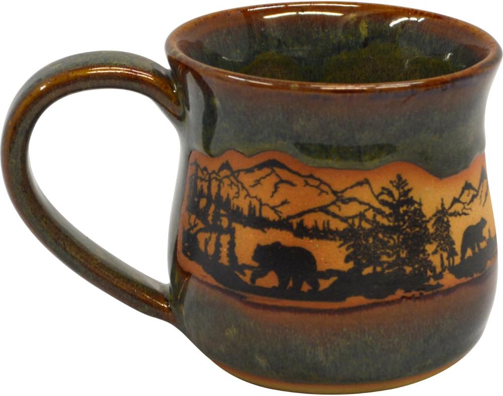 Amazon.com | ALWAYS AZUL POTTERY Bearwrap 14 Oz. Mug in Seamist Glaze ...