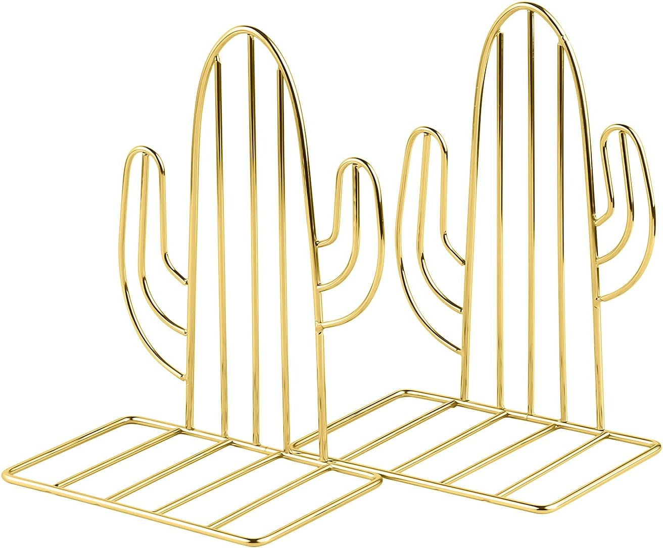 LIOOBO 1 Pair Metal Book Ends Cactus Shape Book Stopper Desktop Book ...