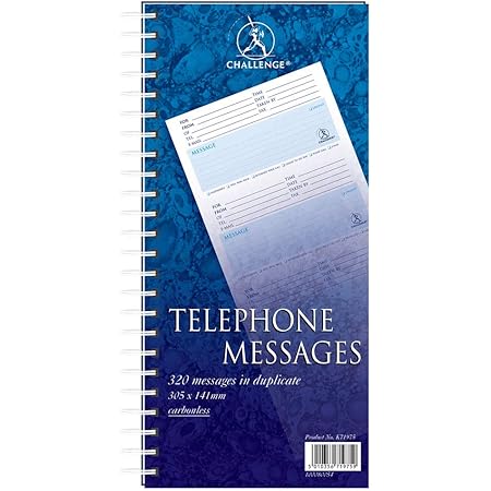 Challenge Carbonless Wirebound Telephone Message Book : Amazon.co.uk ...
