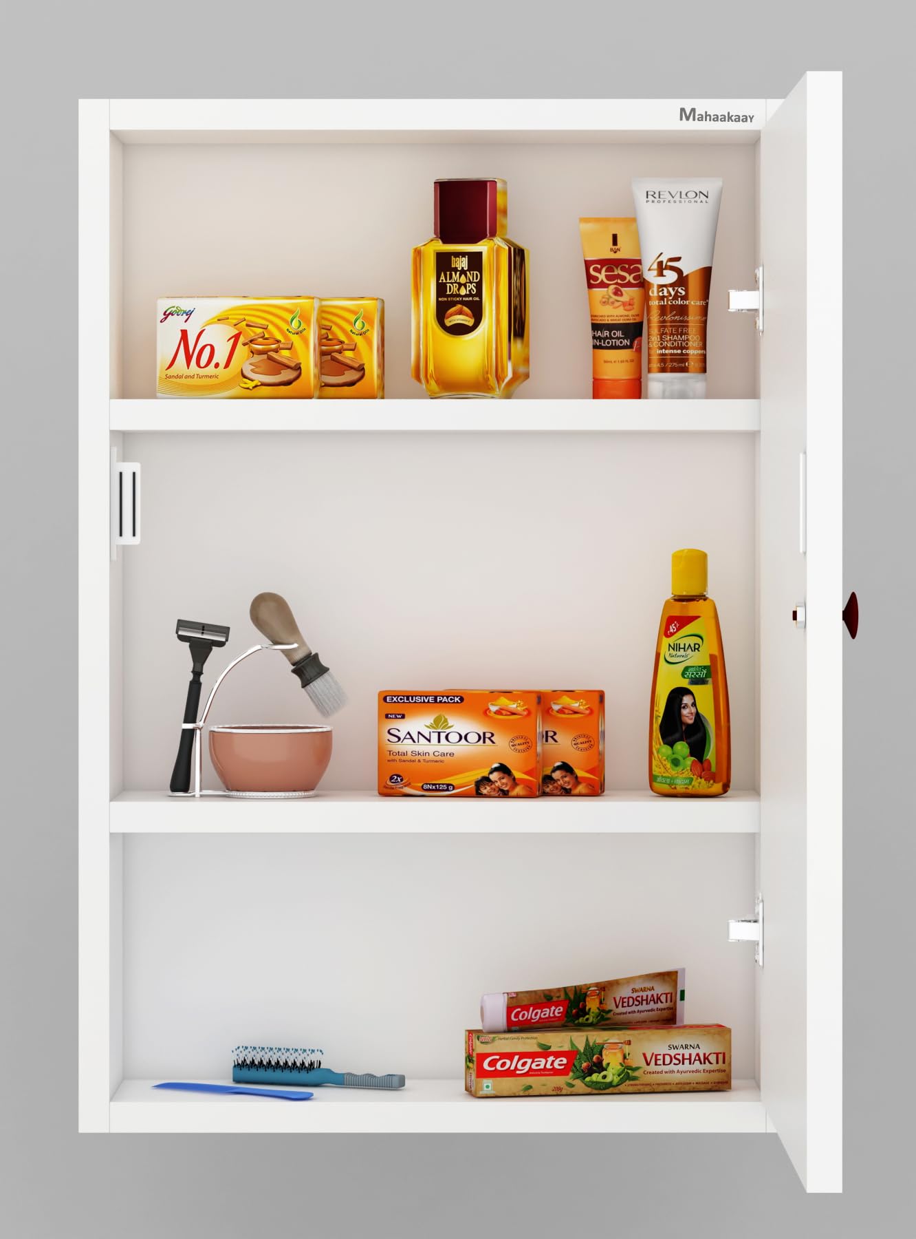 Mahaakaay Engineered Wood Shave Cabinet Wall Hanging Dressing Storage 3 ...