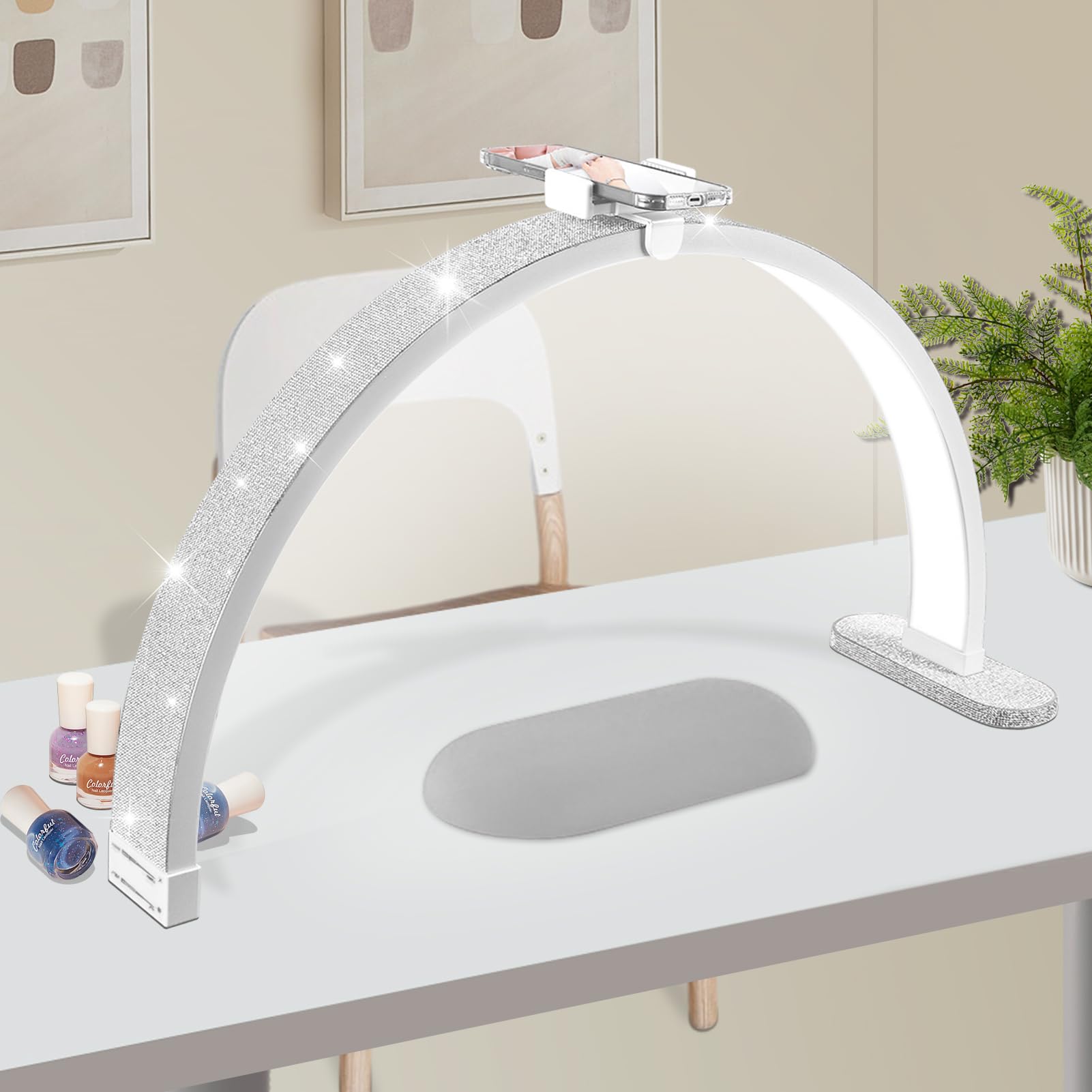 Amazon.com: 30in Half Moon Light for Nail Desk, Touch Control Nail ...