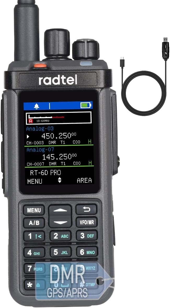 Amazon.com: Radtel RT-6D PRO DMR Radio GPS APRS 500K Contacts Dual Time ...