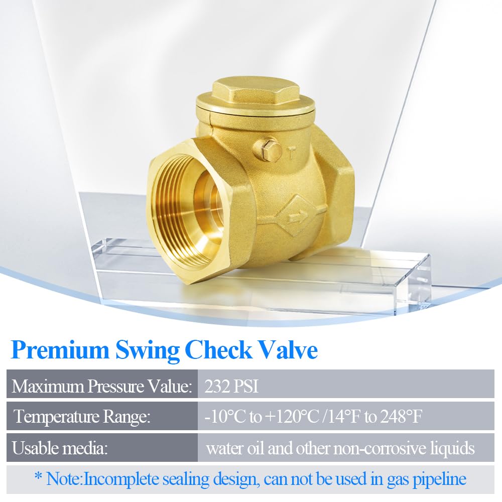 Snapklik.com : WiseWater 2 1/2" Brass Swing Check Valve, In-line Check ...