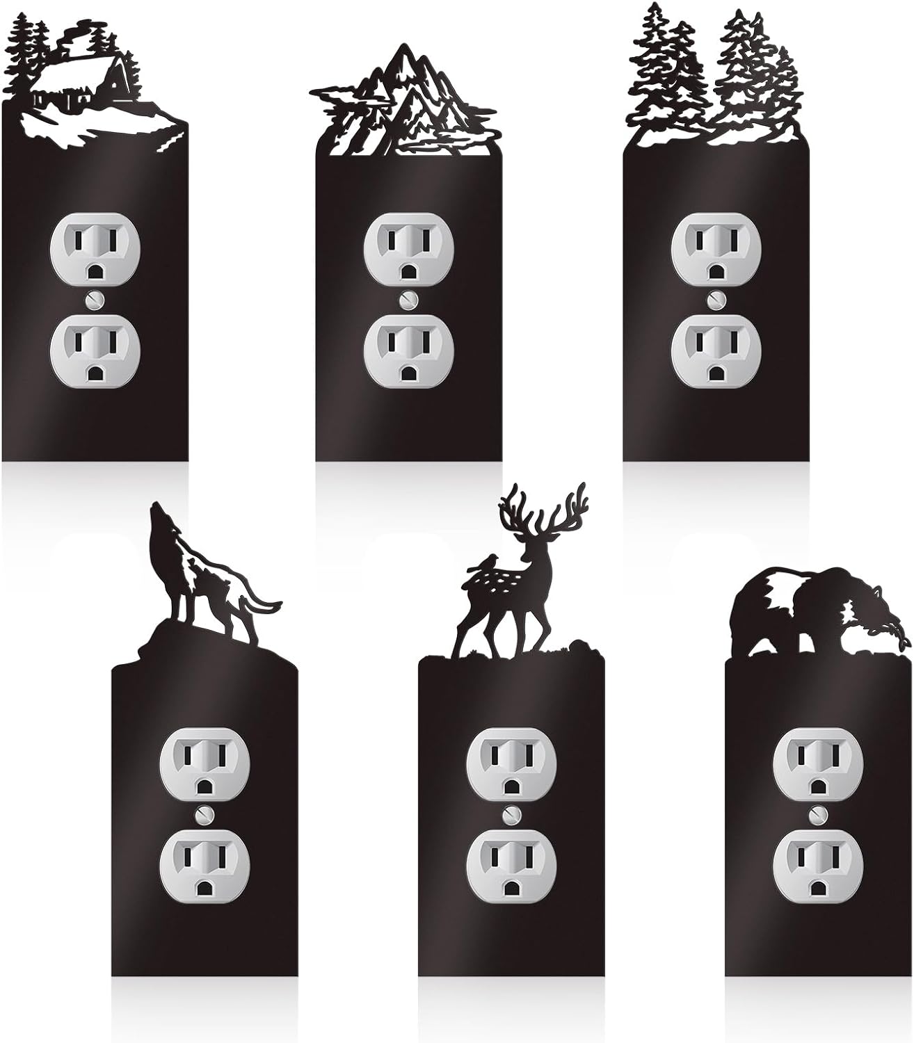 KOYILTD 6 Pcs Metal Animal Light Switch Cover Plate Mountain Forest ...