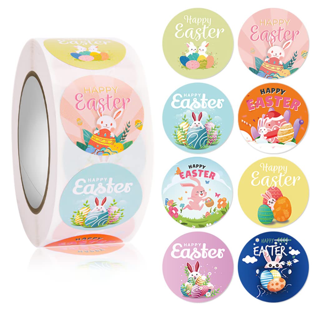 Amazon.com: Easter Stickers Roll 500 Pcs Egg Bunny Stickers for Kids ...