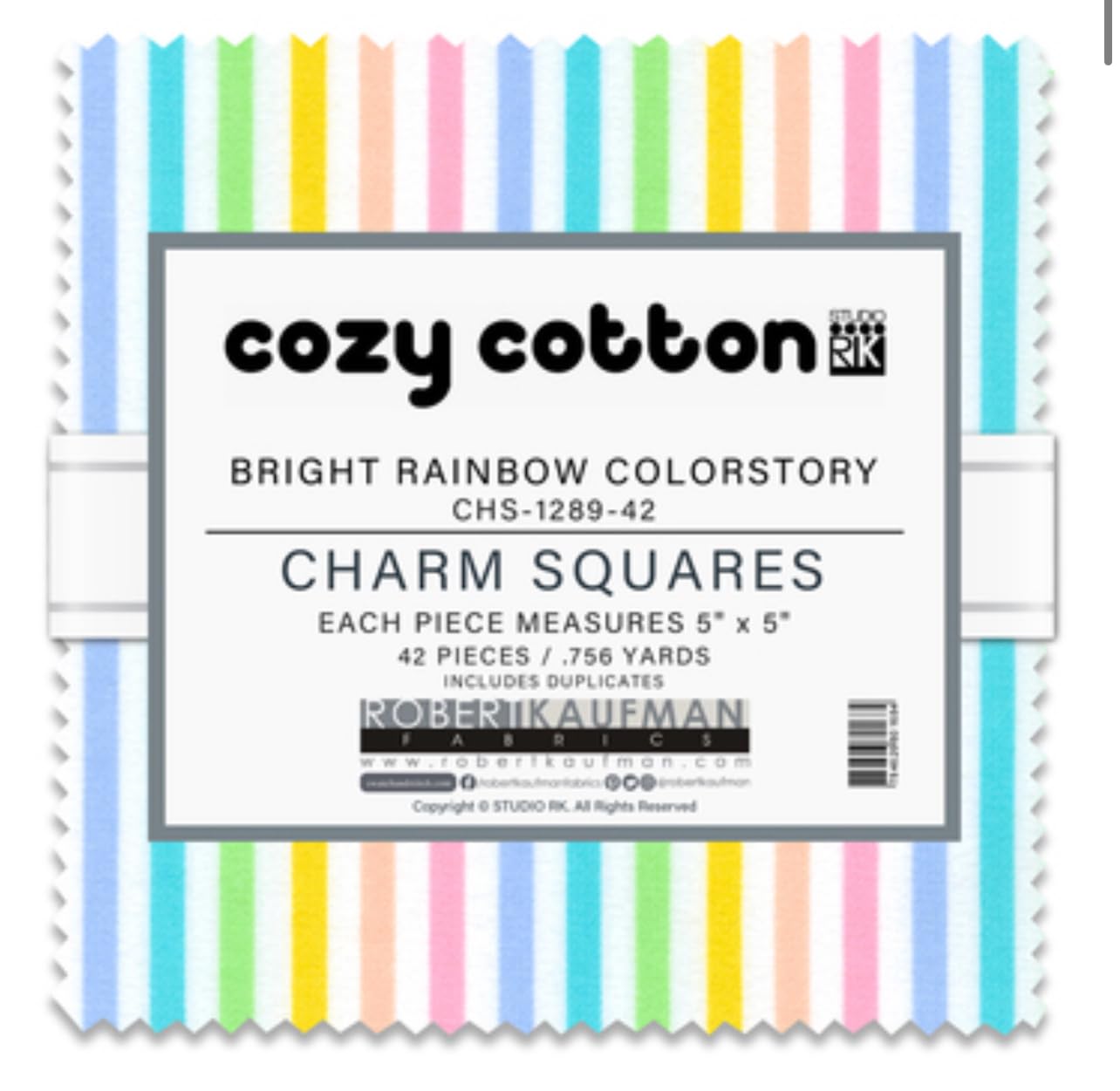 Amazon.com: Cozy Cotton Flannel Bright Rainbow 42 5-inch Squares Charm ...