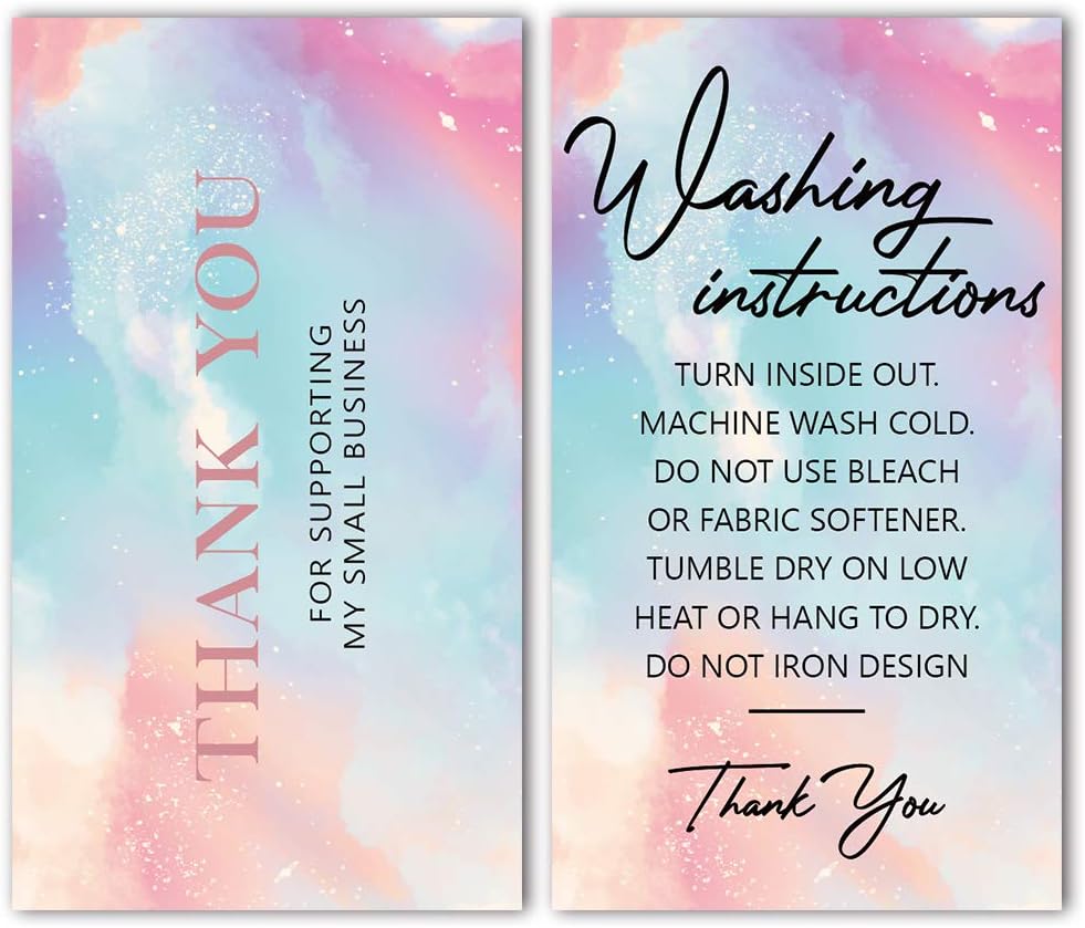 Amazon.com : N / A 50 T-Shirt Washing Instructions Cards, Shirt Care ...