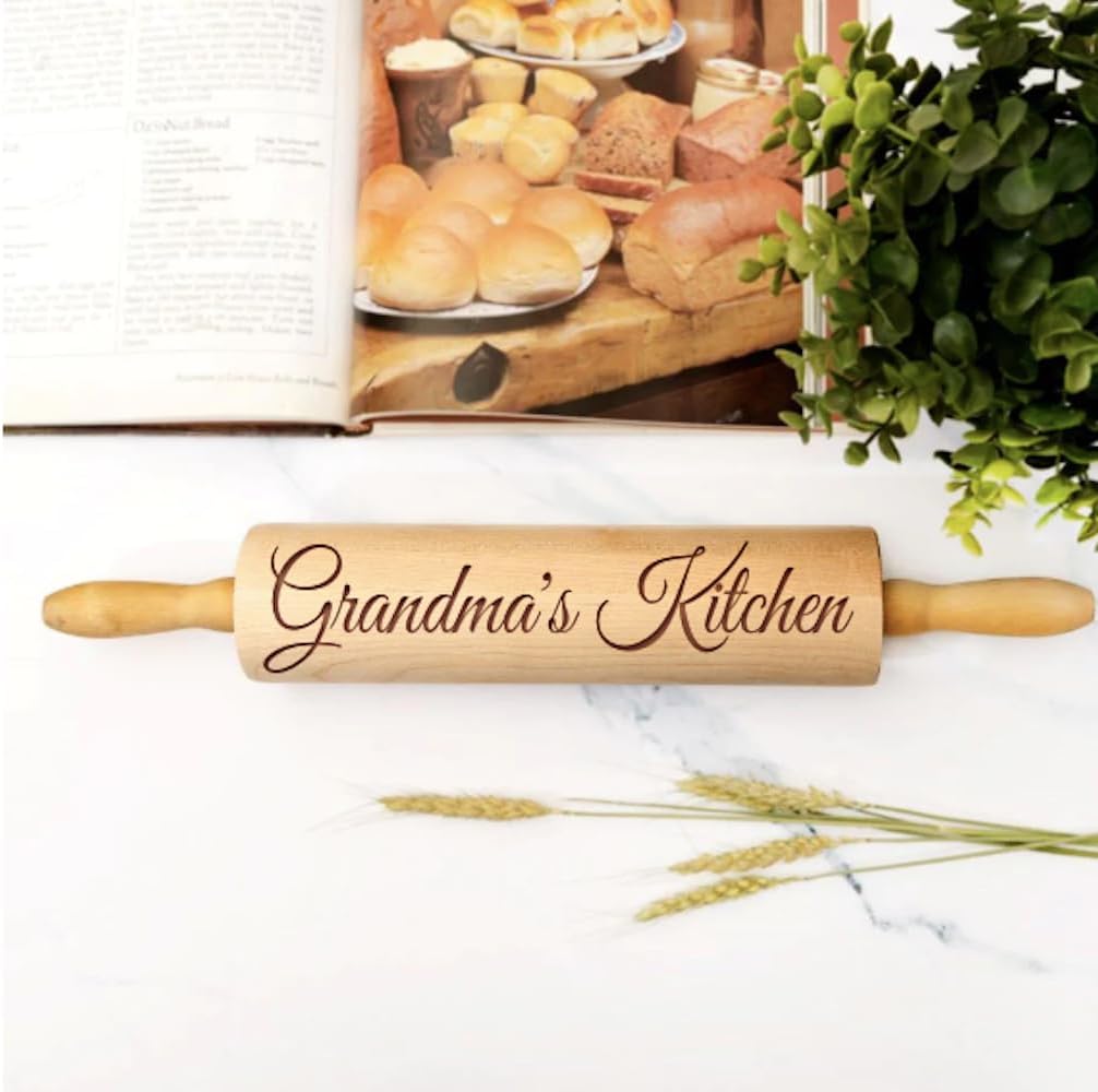 Amazon.com: Personalized Wooden Rolling Pin (Grandma's Kitchen Design ...