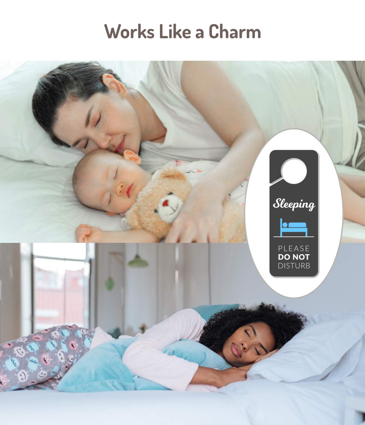 Buy Sleeping Sign for Door, 2 Pack (Printed on Both Sides), 9.3″x3.5 ...