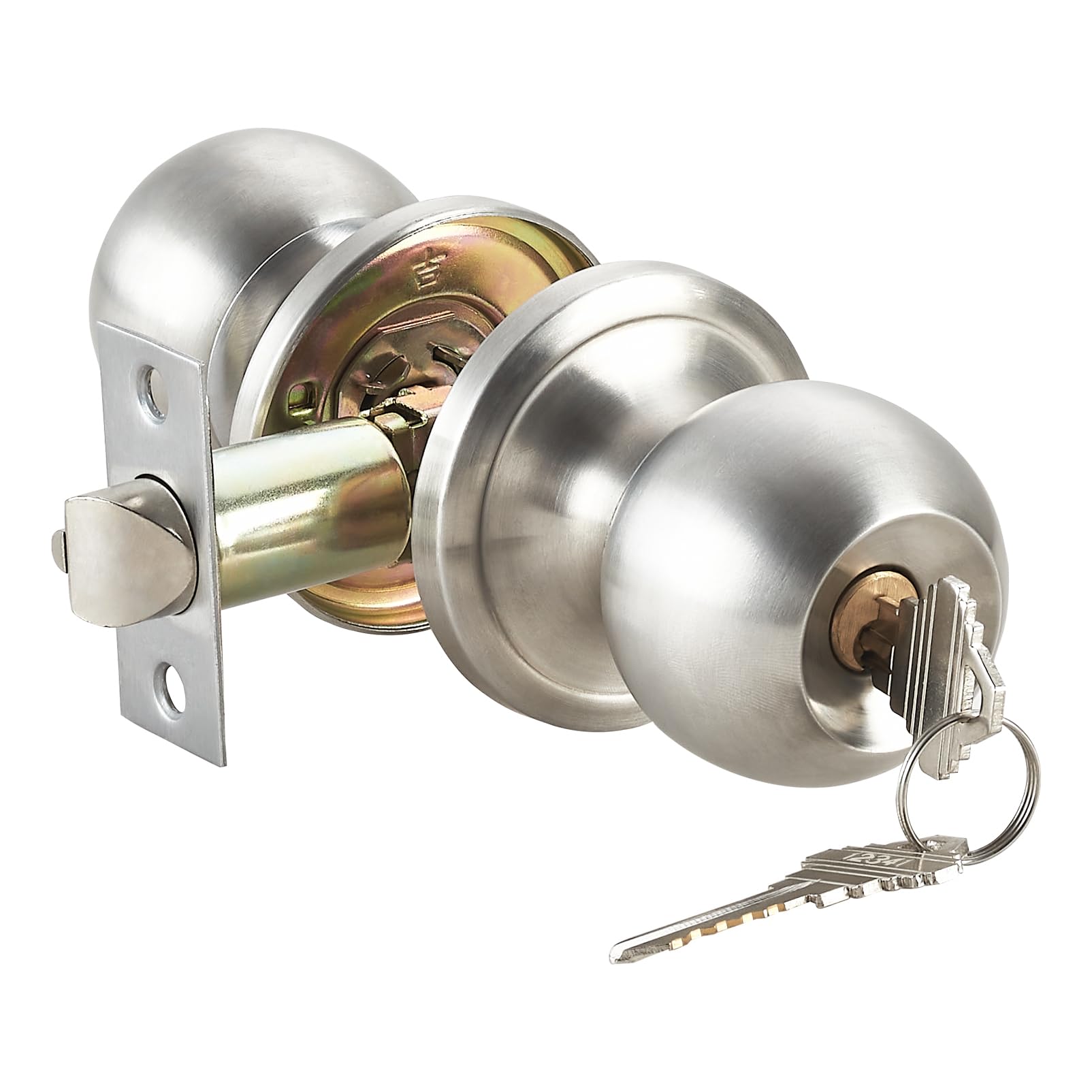 EASILOK Keyed Entry Door Knob with Lock Interior and Unidirectional ...