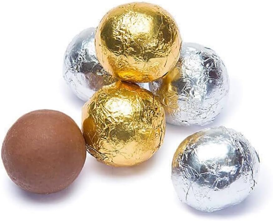 Amazon.com : Gold and Silver Chocolate Balls - Foiled Premium Solid ...