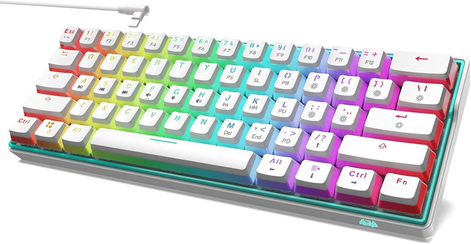 Amazon.com: Nitafxhu NT61 60% Mechanical Gaming Keyboard Full RGB ...