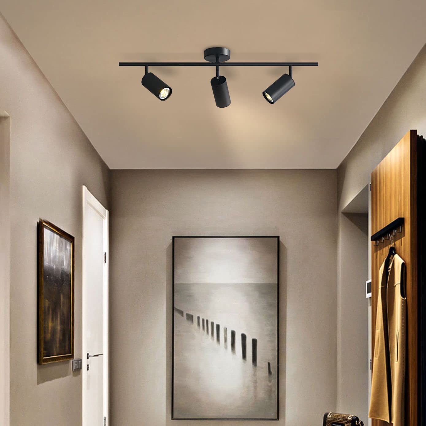 Snapklik.com : Modern Matte Black 3 Lights Adjustable LED Track ...