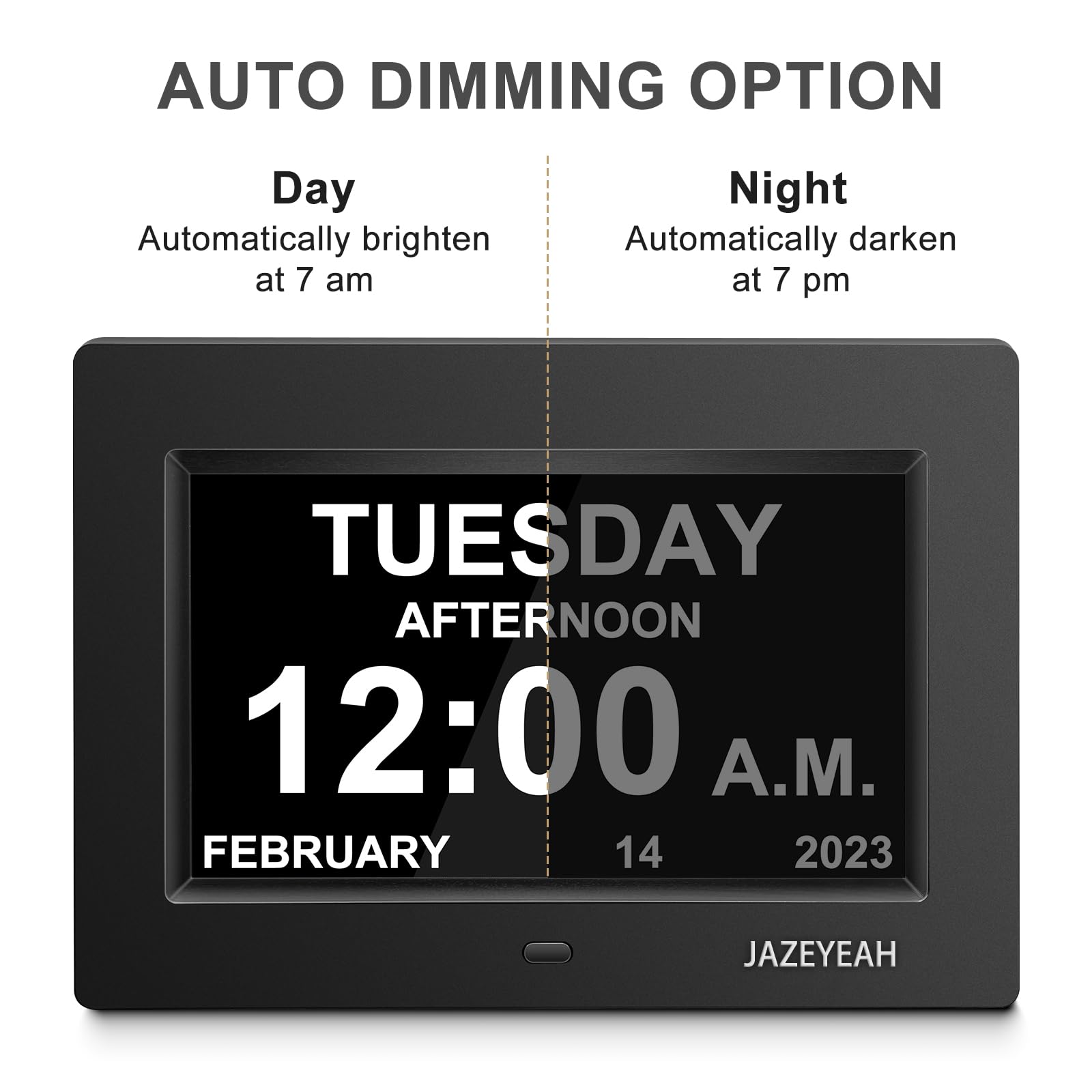 jazeyeah Digtal Clocks with Day and Date of Week for Seniors,12 Alarm ...