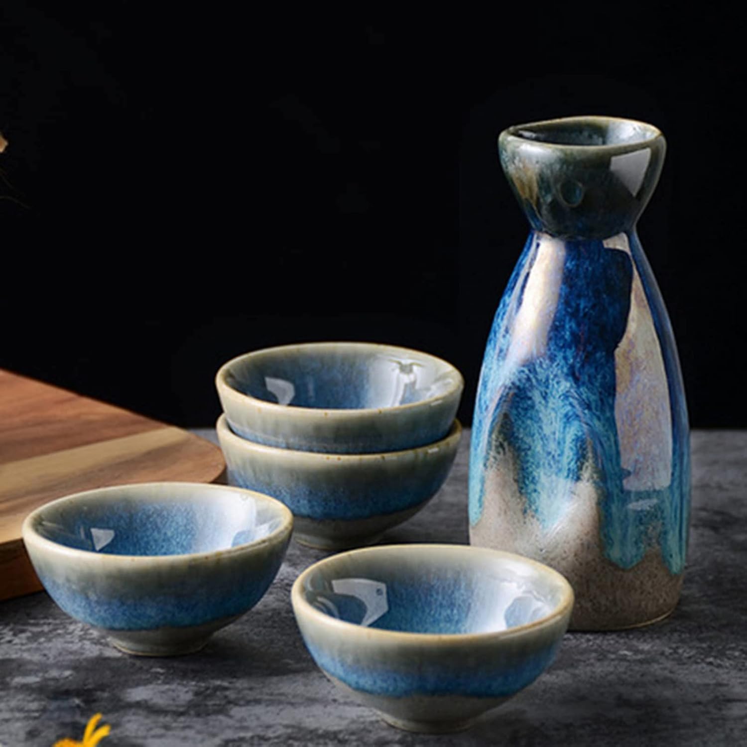 Buy SXRC 5 Piece Sake Set, Japanese Ceramics Sake Pot Set of ...