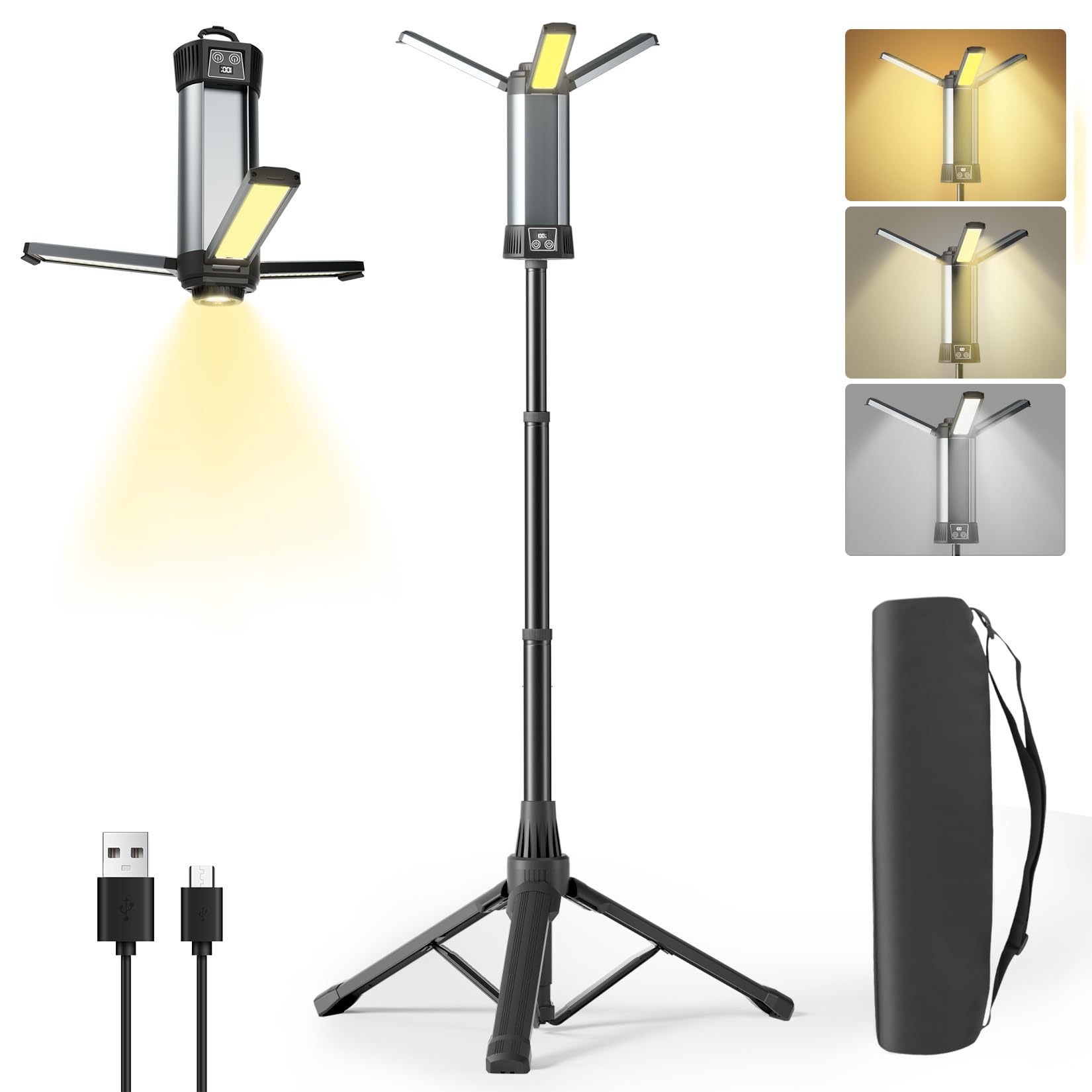 Rechargeable LED Work Light with Stand, Cordless Work Light with ...