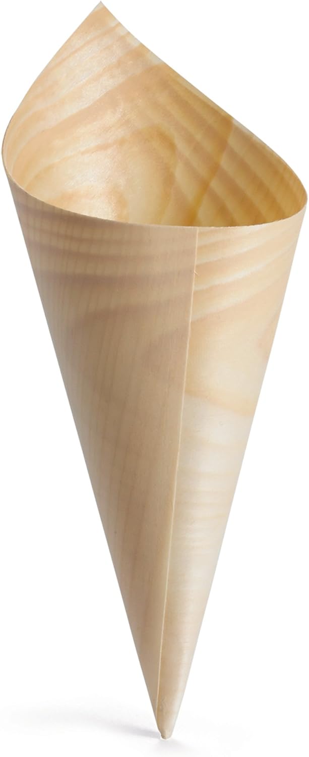 Tablecraft Small Disposable Serving Cone per Pack, 2 x 6-inch, Bamboo ...