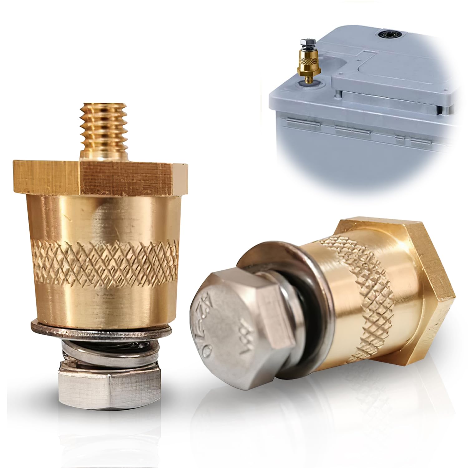 Brass Battery Pole Adapter Pair, M8 Battery Terminal Brass, Cable ...