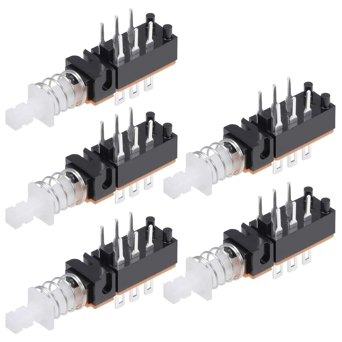 sourcing map Push Button Switch DPDT 6 Pin 1 Position Self-Locking 5pcs ...