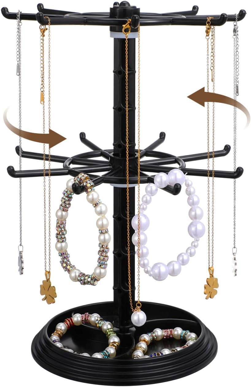 Amazon.com: DOITOOL 2 Tier Rotating Necklace Holder, Bracelet Holder ...