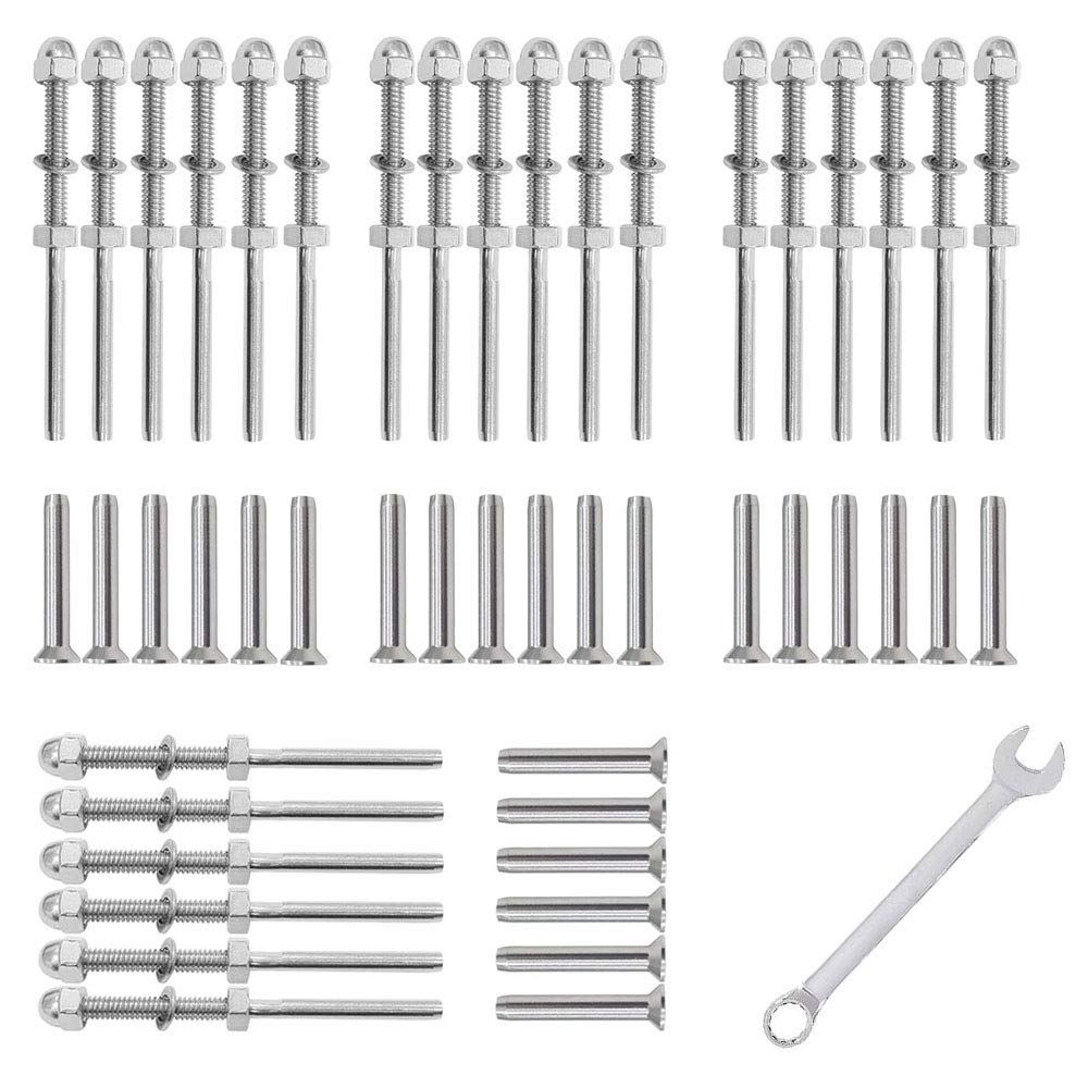 TooTaci Cable Railing Kit Threaded Swage Stud and Stemball Swage ...