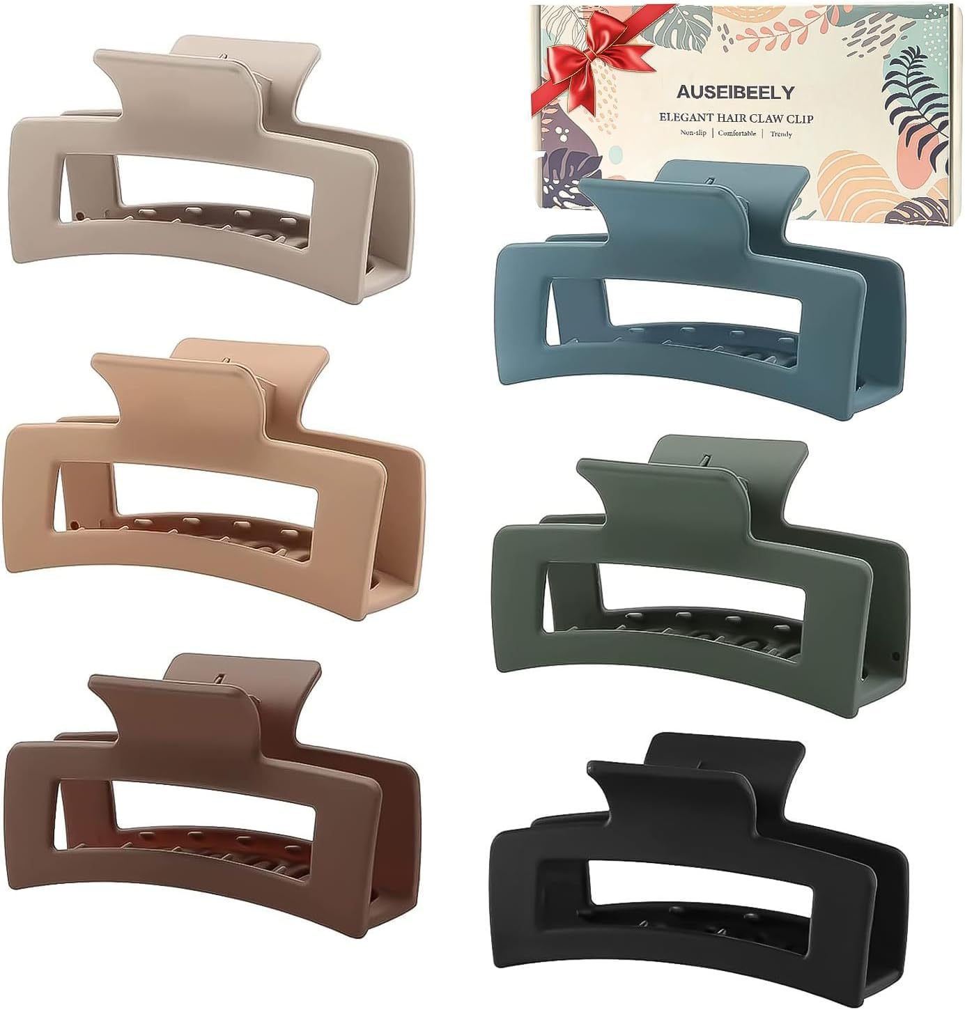 Amazon.com: 6 Pack Square Claw for Women Girls, 3.5" Medium Non-slip ...