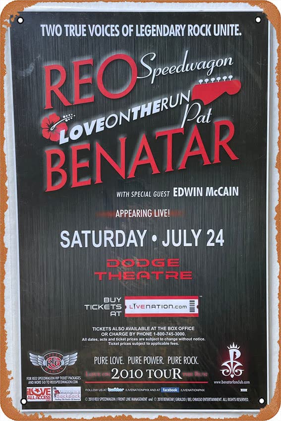 Amazon.com : Vintage Tin Signs REO Speedwagon Pat Benatar Love On The ...