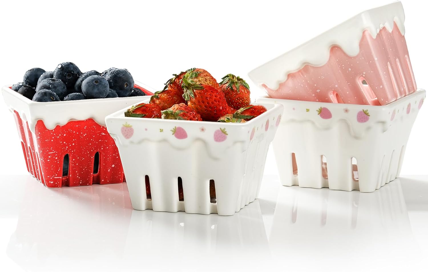 Amazon.com: getstar Ceramic Fruit Bowl, Berry Basket, Colander Set of 4 ...