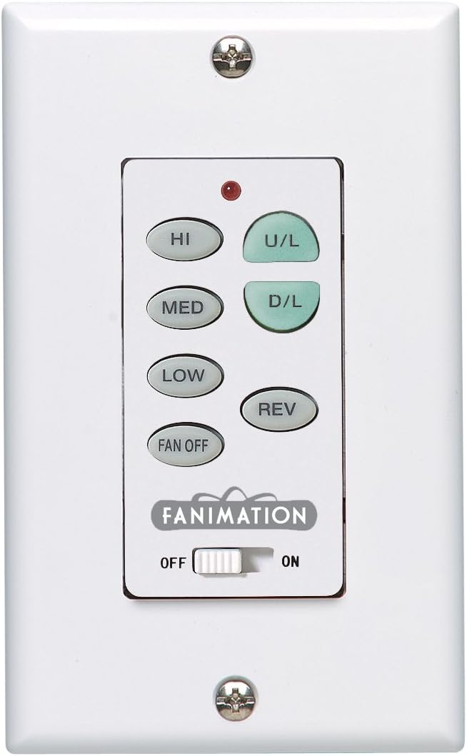 Fanimation 6 Speed Ceiling Fan Wall Control for DC Motor Fans - White ...