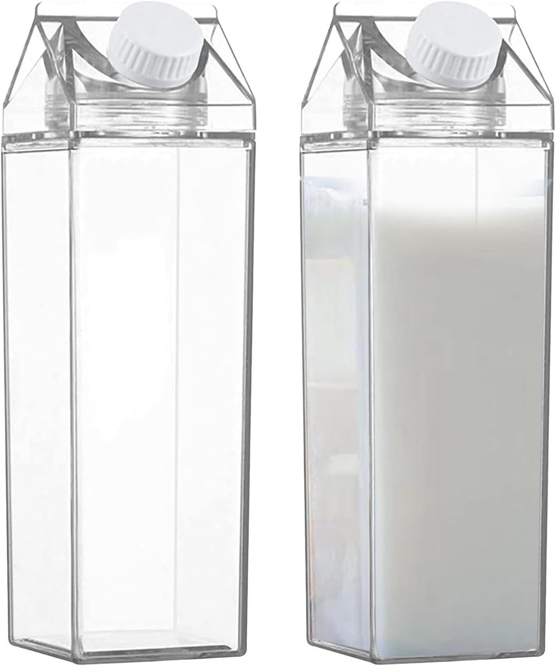 DAWRIS Transparent Plastic Milk Bottles Milk Cartons, 2 Pcs Plastic Milk Carton Water Bottle ...
