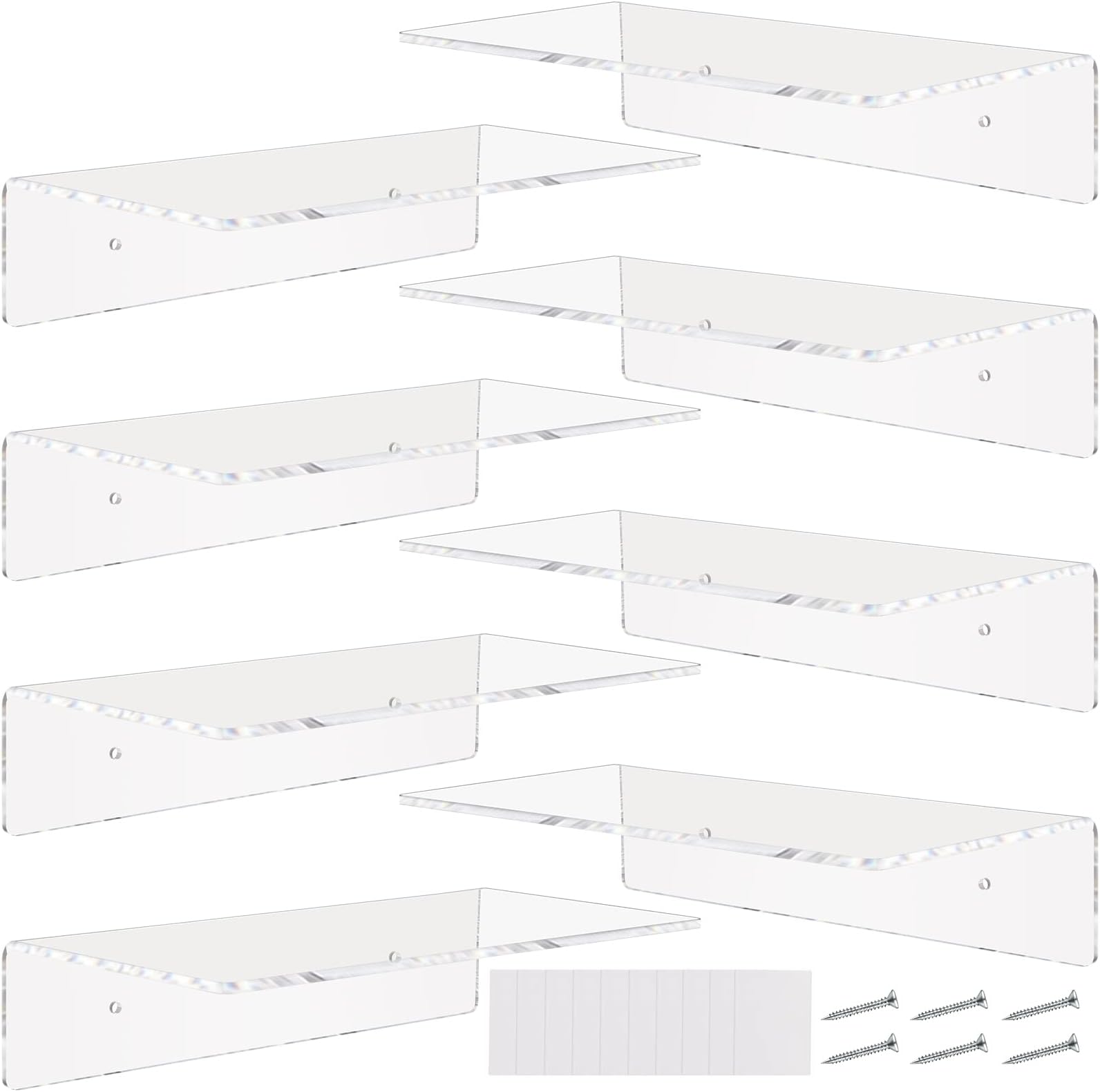 Amazon.com: Jetec 8 Pieces Acrylic Floating Shelves, 12 Inch Acrylic ...