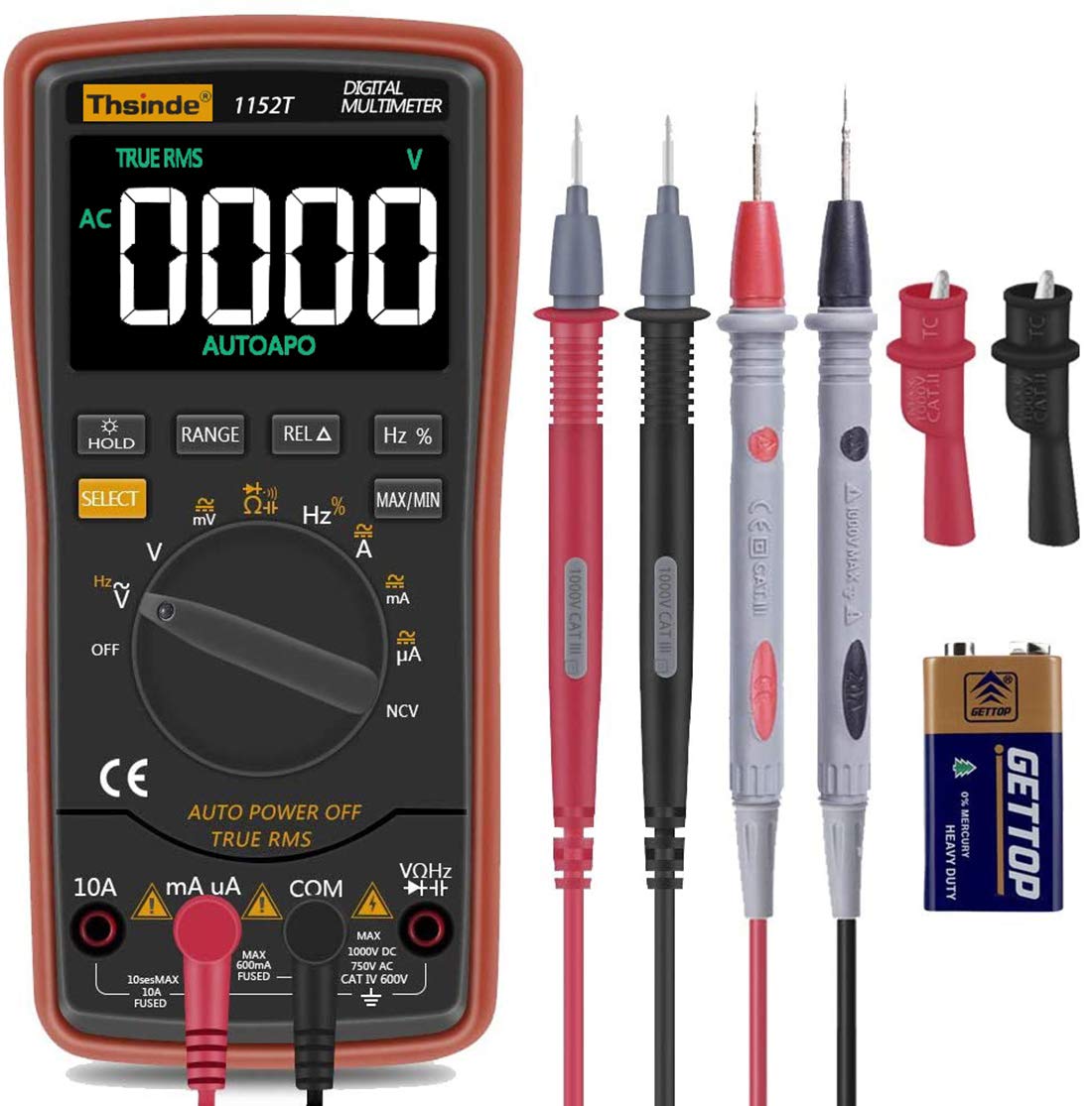 Buy Auto Ranging Digital Multimeter TRMS 6000 with Battery Alligator ...