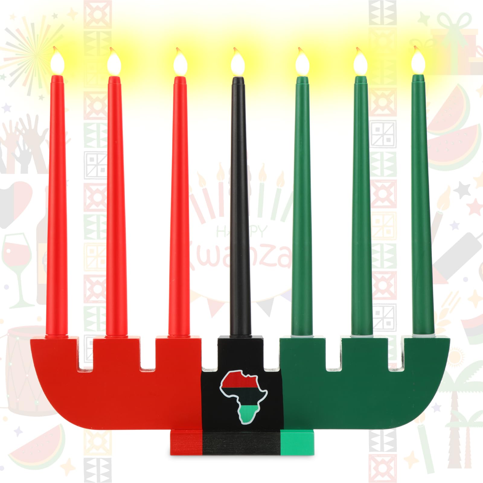 Amazon.com: 8 Pieces Kwanzaa Kinara Set 7 Kwanzaa LED Candles and 1 ...