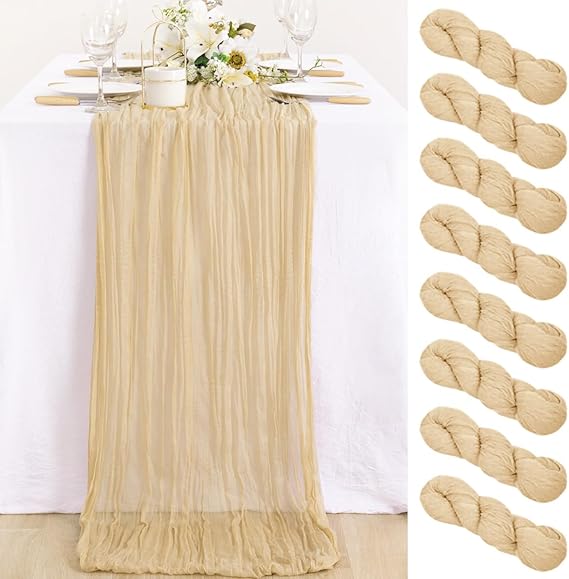 Amazon.com: MLMC 8 Pack Champagne Table Runner 10ft Rustic Sand ...