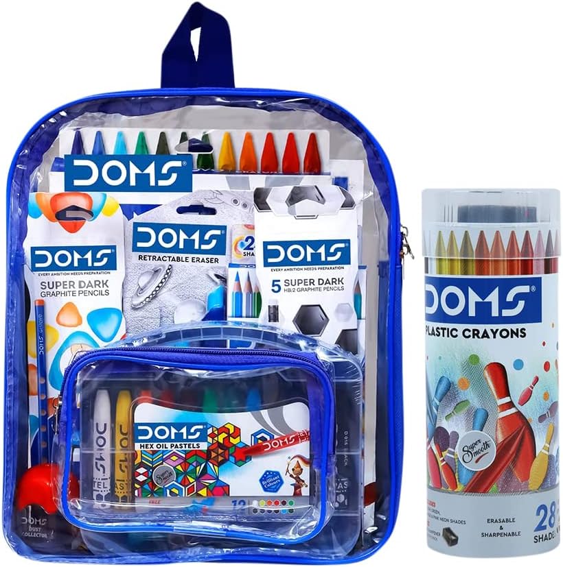 Doms Pencil Smart Kit Plastic Crayon 28 Shades Round Tin, Multicolor ...