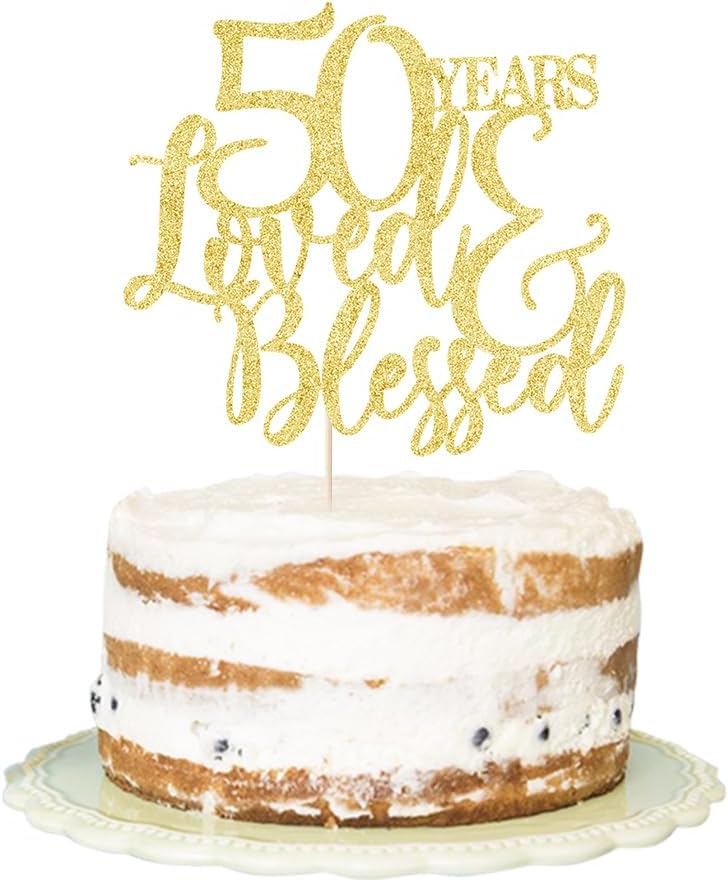 Amazon.com: FLORCMET 50 Years Loved & Blessed Cake Topper - 50th ...